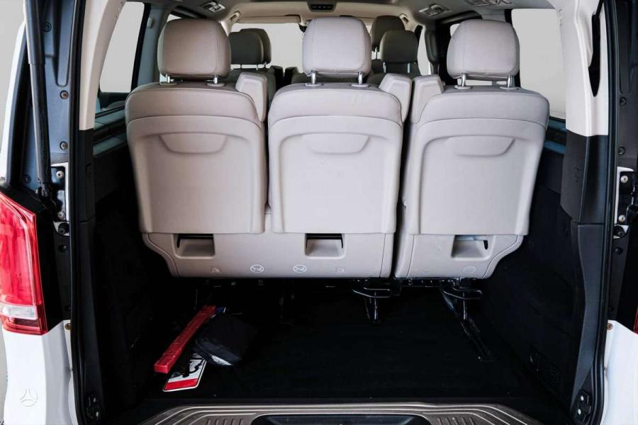 White Mercedes-Benz V 250 2019 in Kaunas, with an engine capacity of 2.20 L and mileage of 299 thousand km for 30990 €, photo 13 on AUTOMOTO.COM.LV