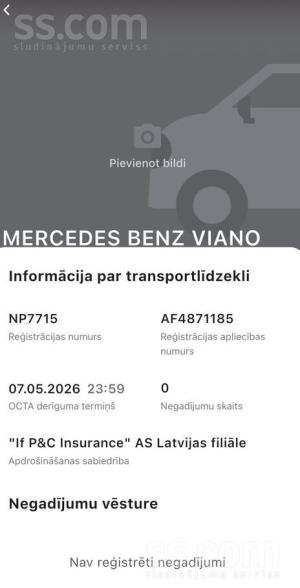 Black Mercedes-Benz Viano 2011 in Riga, with an engine capacity of 2.20 L and mileage of 266 thousand km for 17900 €, photo 11 on AUTOMOTO.COM.LV