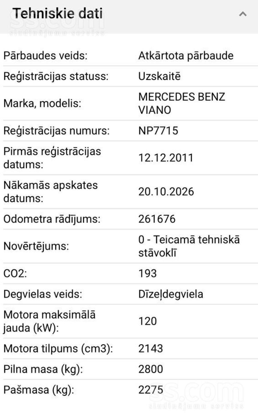 Melns Mercedes-Benz Viano 2011 Rīga, ar dzinēja tilpumu 2.20 L un nobraukumu 273 tūkst. km par 14200 €, foto 19 vietnē AUTOMOTO.COM.LV