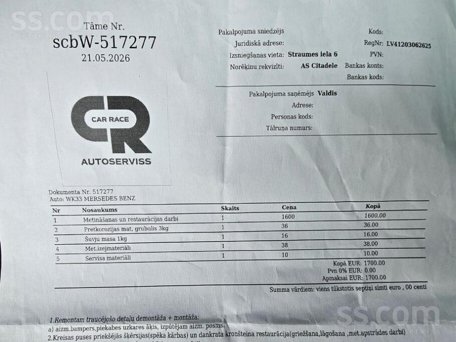 Mercedes-Benz Viano 2004 in Riga, with an engine capacity of 2.20 L and mileage of 305 thousand km for 4900 €, photo 27 on AUTOMOTO.COM.LV