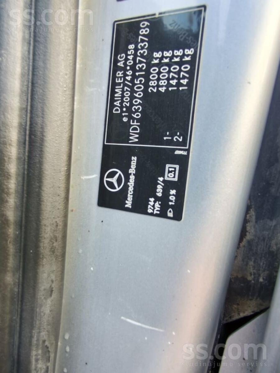 Pelēks Mercedes-Benz Vito 2012 Ogre, ar dzinēja tilpumu 2.20 L un nobraukumu 353 tūkst. km par 7150 €, foto 17 vietnē AUTOMOTO.COM.LV