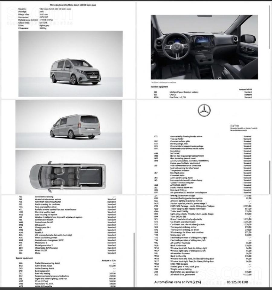Pelēks Mercedes-Benz Vito 2025 Jelgava, ar dzinēja tilpumu 2.00 L un nobraukumu 35 tūkst. km par 69999 €, foto 12 vietnē AUTOMOTO.COM.LV