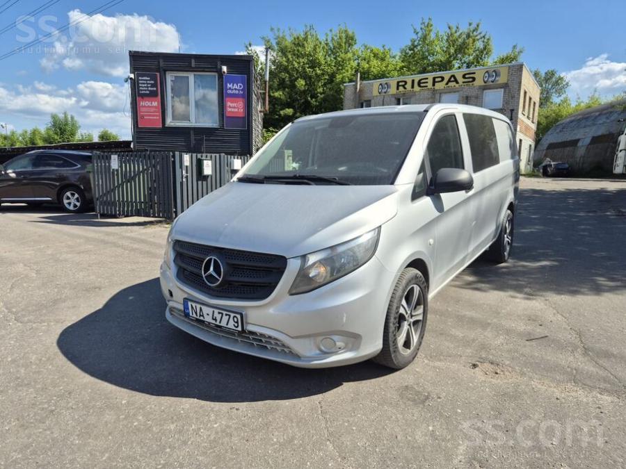 Grey Mercedes-Benz Vito 2015 in Riga, with an engine capacity of 1.60 L and mileage of 376 thousand km for 12990 €, photo 1 on AUTOMOTO.COM.LV