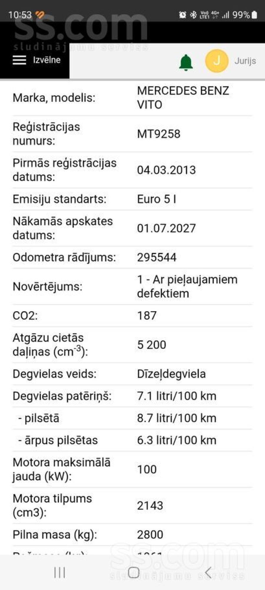 Белый Мерседес Вито 2013 в Рига, объемом двигателя 2.20 л и пробегом 296 тыс. км за 2000 €, фото 10 на AUTOMOTO.COM.LV