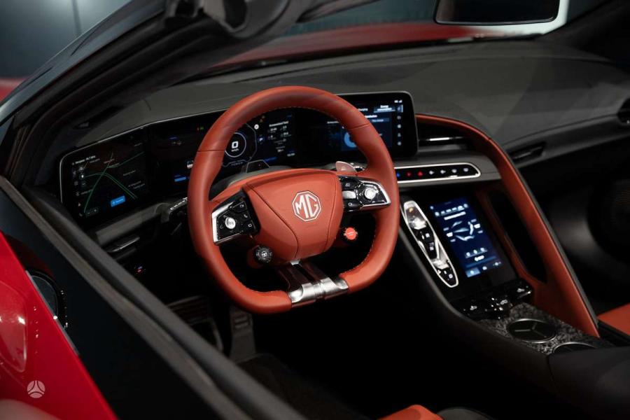 Red MG Cyberster 2026 in Vilnius, with an engine capacity of 0.00 L and mileage of 0 thousand km for 65930 €, photo 17 on AUTOMOTO.COM.LV