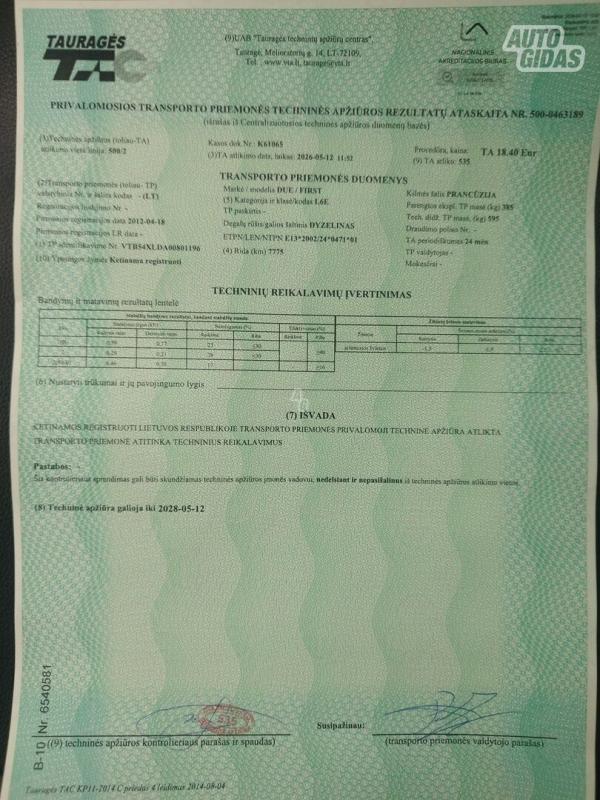 Microcar DUE 2012 Tauragė, ar dzinēja tilpumu 0.50 L un nobraukumu 77 tūkst. km par 2600 €, foto 4 vietnē AUTOMOTO.COM.LV