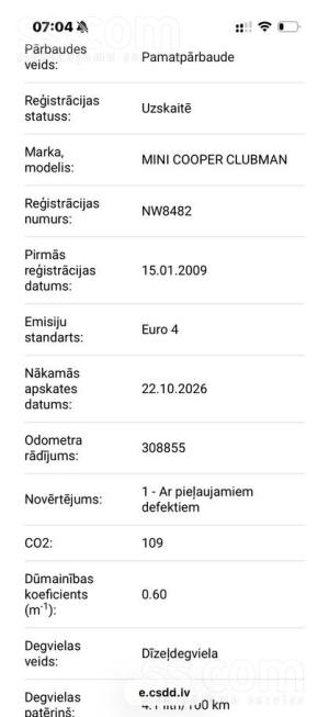 Черный Мини Клабмен 2009 в Айзкраукле, объемом двигателя 1.60 л и пробегом 0 тыс. км за 2650 €, фото 13 на AUTOMOTO.COM.LV