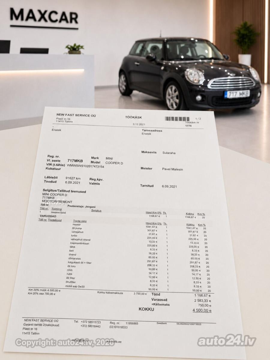 Brūns MINI cooper-d 2013 Tallina, ar dzinēja tilpumu 2.00 L un nobraukumu 119 tūkst. km par 4999 €, foto 12 vietnē AUTOMOTO.COM.LV