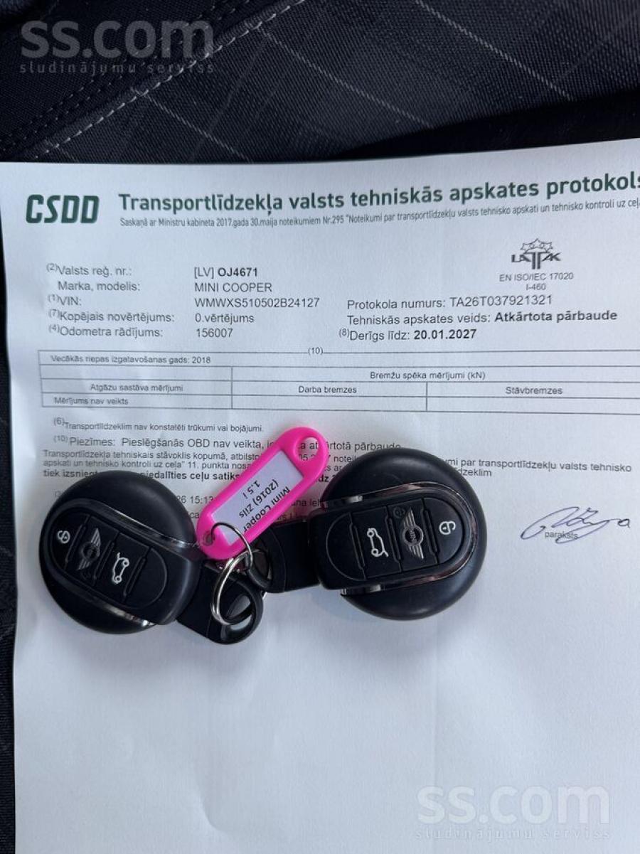 MINI Cooper 2016 Talsi, ar dzinēja tilpumu 1.50 L un nobraukumu 156 tūkst. km par 8500 €, foto 20 vietnē AUTOMOTO.COM.LV