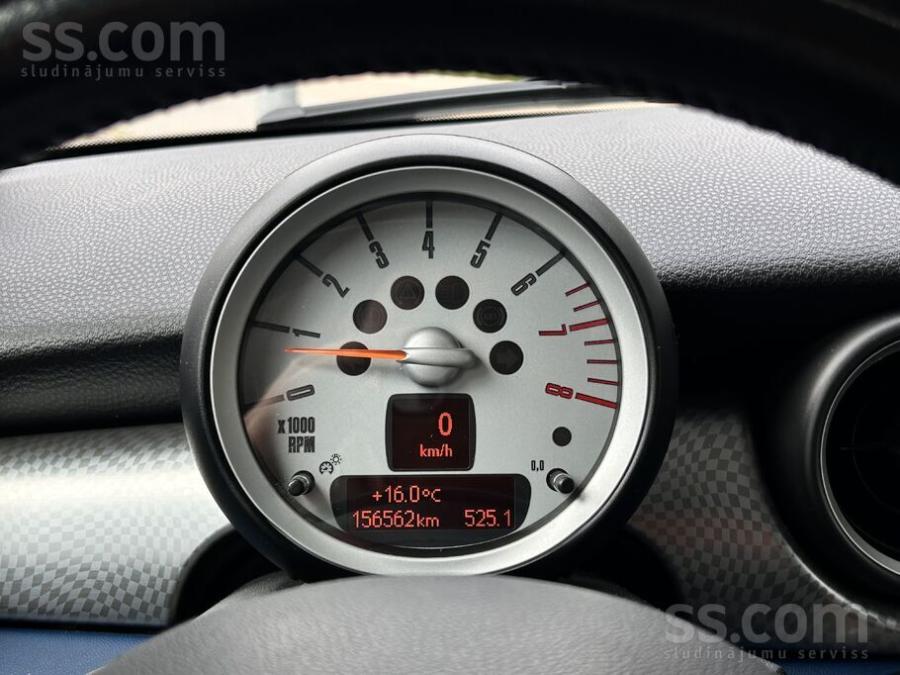 Blue MINI cooper-s 2007 in Riga, with an engine capacity of 1.60 L and mileage of 156 thousand km for 3750 €, photo 28 on AUTOMOTO.COM.LV