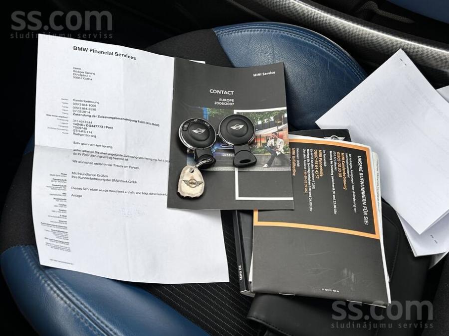 Blue MINI cooper-s 2007 in Riga, with an engine capacity of 1.60 L and mileage of 156 thousand km for 3750 €, photo 30 on AUTOMOTO.COM.LV