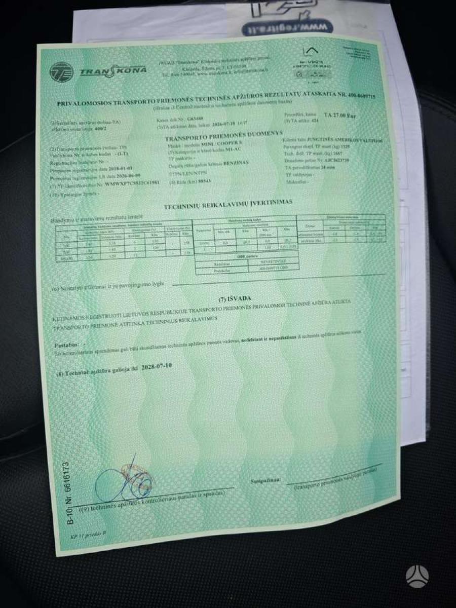 Синий Мини Купер С 2018 в Клайпеда, объемом двигателя 2.00 л и пробегом 89 тыс. км за 13500 €, фото 29 на AUTOMOTO.COM.LV