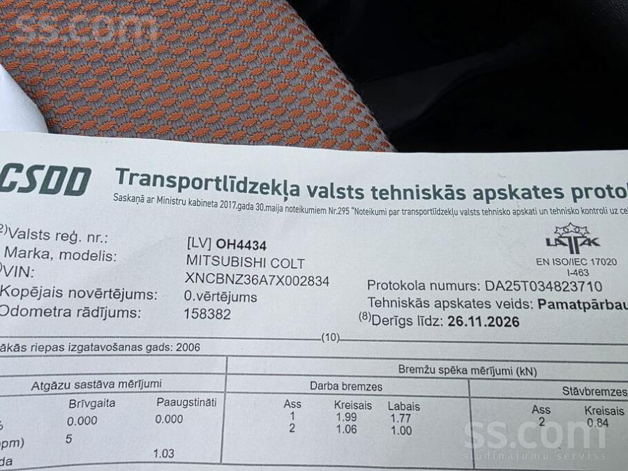 Black Mitsubishi Colt 2006 in Daugavpils, with an engine capacity of 1.50 L and mileage of 0 thousand km for 3650 €, photo 25 on AUTOMOTO.COM.LV