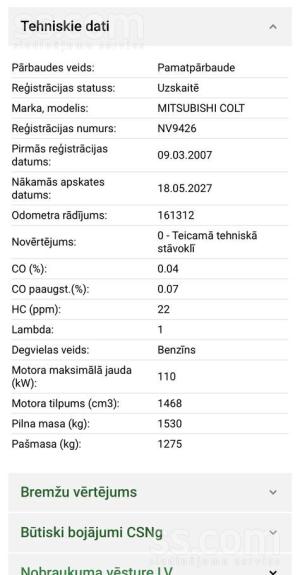 Mitsubishi Colt 2007 Rīga, ar dzinēja tilpumu 1.50 L un nobraukumu 160 tūkst. km par 3400 €, foto 15 vietnē AUTOMOTO.COM.LV