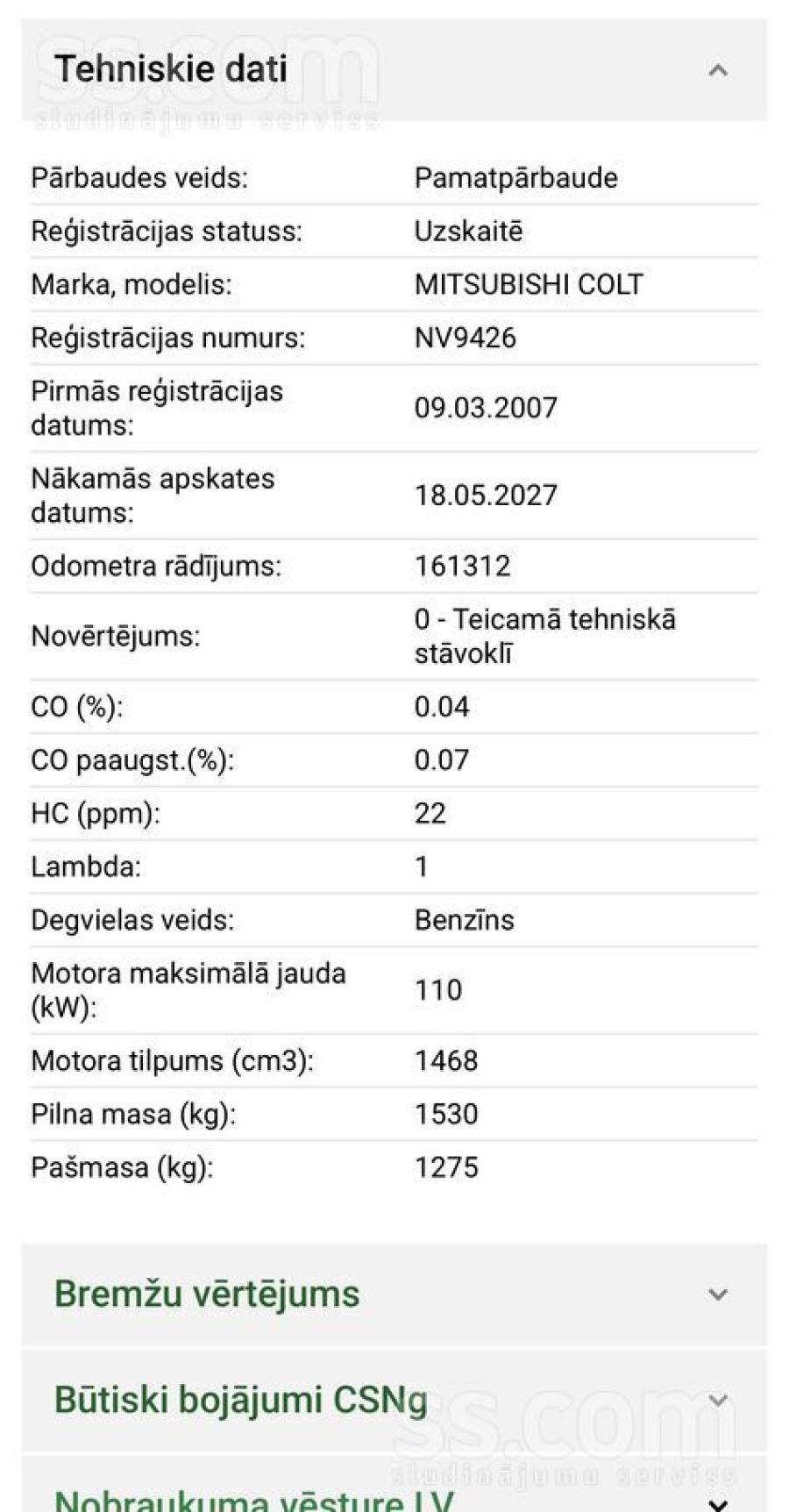 Mitsubishi Colt 2007 Rīga, ar dzinēja tilpumu 1.50 L un nobraukumu 160 tūkst. km par 3400 €, foto 15 vietnē AUTOMOTO.COM.LV