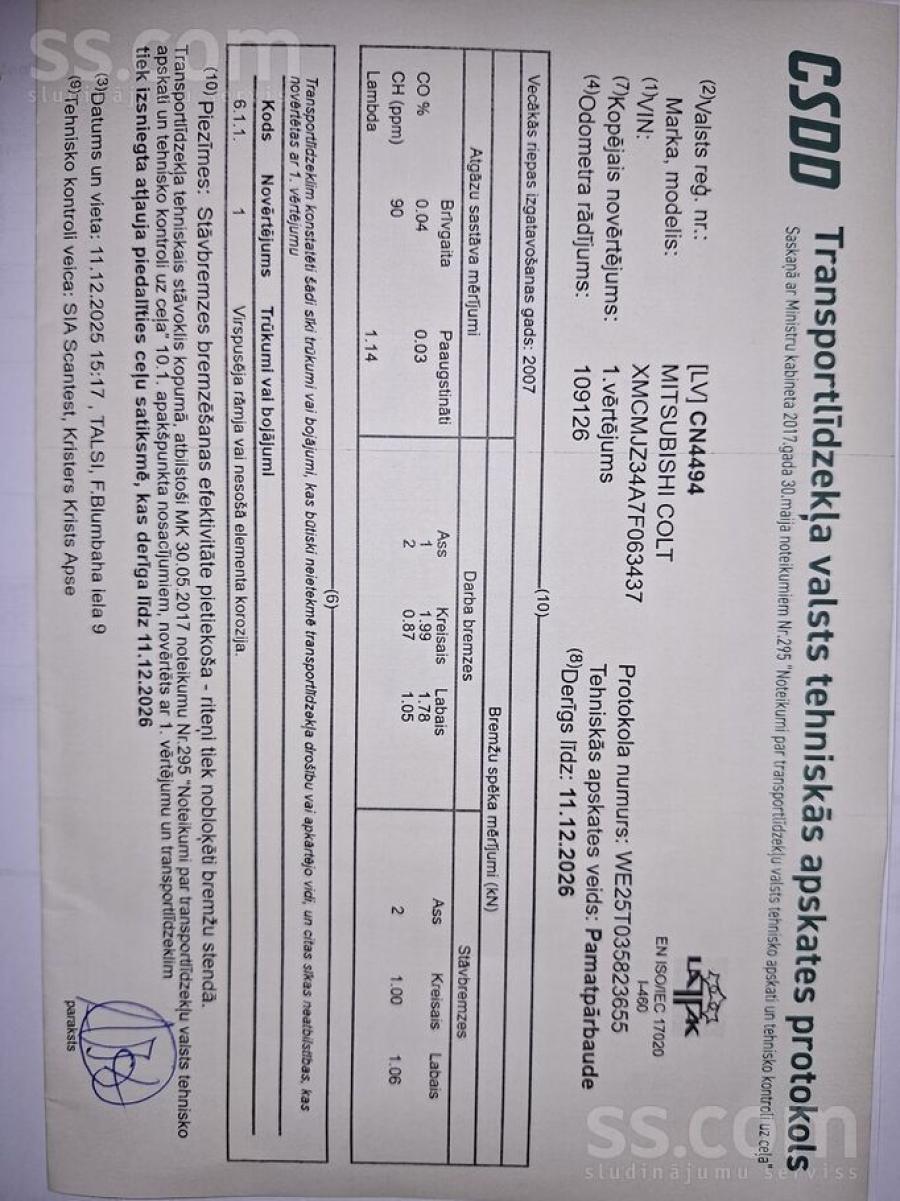 Красный Мицубиси Кольт 2007 в Талси, объемом двигателя 1.30 л и пробегом 109 тыс. км за 1500 €, фото 4 на AUTOMOTO.COM.LV