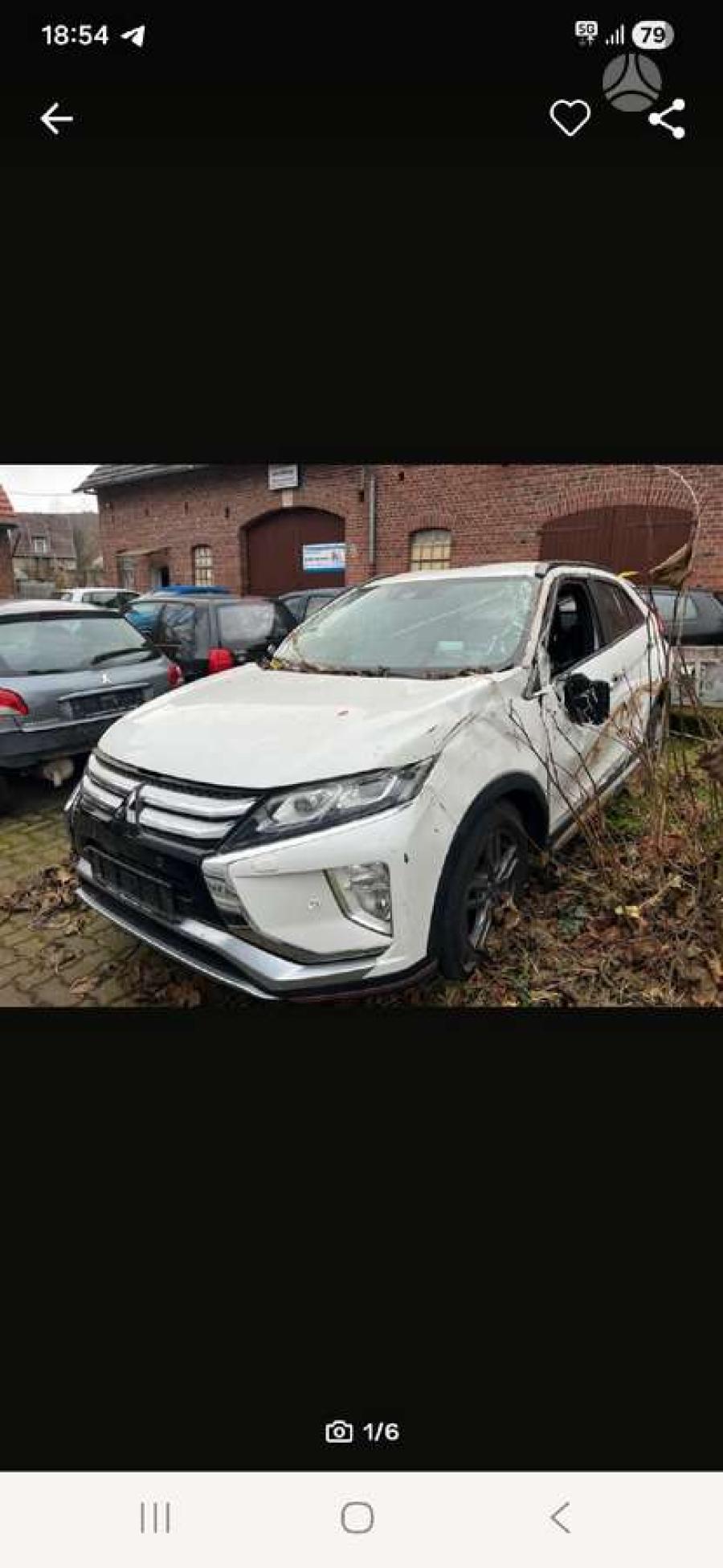 White Mitsubishi Eclipse Cross 2018 in Klaipeda, with an engine capacity of 0.00 L and mileage of 73 thousand km for 3700 €, photo 1 on AUTOMOTO.COM.LV