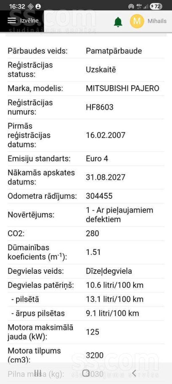 Melns Mitsubishi Pajero 2007 Rīga, ar dzinēja tilpumu 3.20 L un nobraukumu 300 tūkst. km par 7000 €, foto 6 vietnē AUTOMOTO.COM.LV