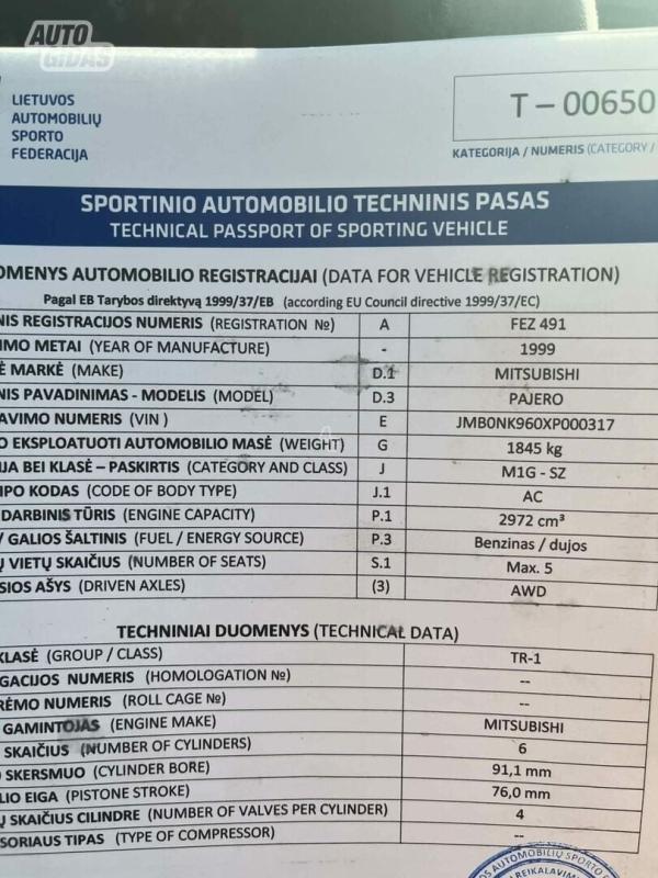 Black Mitsubishi Pajero Sport 1999 in Vilnius, with an engine capacity of 3.00 L and mileage of 308 thousand km for 4000 €, photo 8 on AUTOMOTO.COM.LV