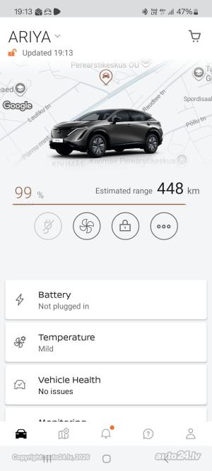 Grey Nissan Ariya 2022 in Tallinn, with an engine capacity of 0.00 L and mileage of 93 thousand km for 26990 €, photo 15 on AUTOMOTO.COM.LV