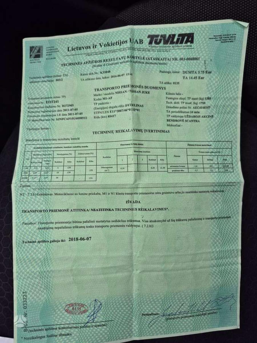 Черный Ниссан Жук 2011 в Вильнюс, объемом двигателя 1.46 л и пробегом 250 тыс. км за 4900 €, фото 12 на AUTOMOTO.COM.LV