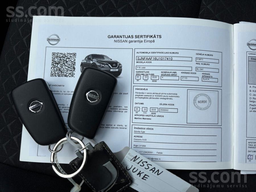 Black Nissan Juke 2020 in Riga, with an engine capacity of 1.00 L and mileage of 75 thousand km for 10660 €, photo 26 on AUTOMOTO.COM.LV