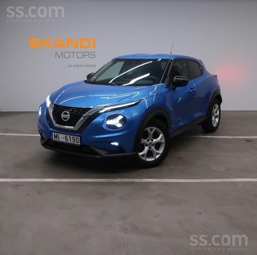 Blue Nissan Juke 2021 in Riga, with an engine capacity of 1.00 L and mileage of 61 thousand km for 14390 €, photo 1 on AUTOMOTO.COM.LV