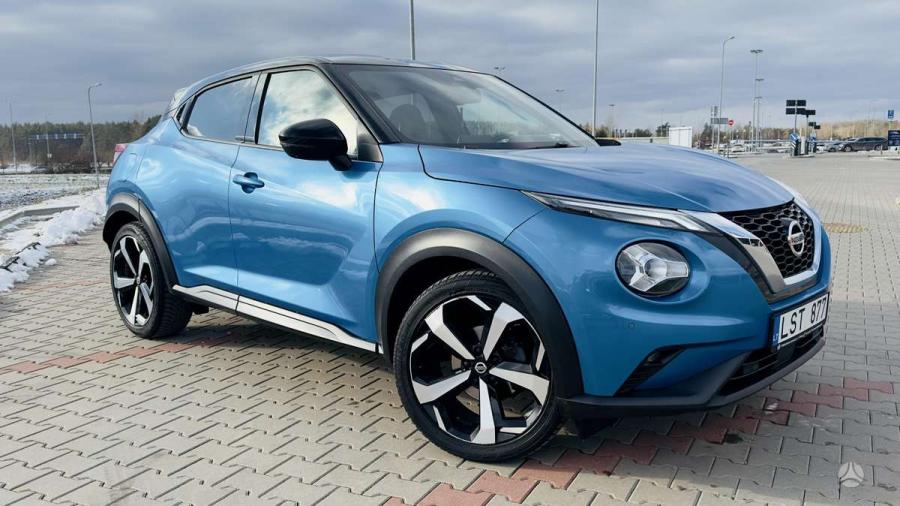 Blue Nissan Juke 2021 in Vilnius, with an engine capacity of 1.00 L and mileage of 66 thousand km for 17500 €, photo 1 on AUTOMOTO.COM.LV