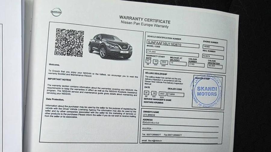 Pelēks Nissan Juke 2022 Rīga, ar dzinēja tilpumu 1.00 L un nobraukumu 100 tūkst. km par 13350 €, foto 30 vietnē AUTOMOTO.COM.LV