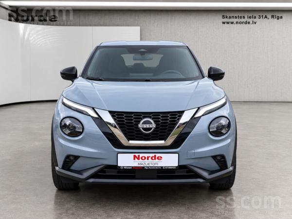 Nissan Juke 2025 in Riga on AUTOMOTO.COM.LV Grey Nissan Juke 2025 in Riga, with an engine capacity of 1.00 L and mileage of 37 thousand km for 21990 €, photo 3 on AUTOMOTO.COM.LV