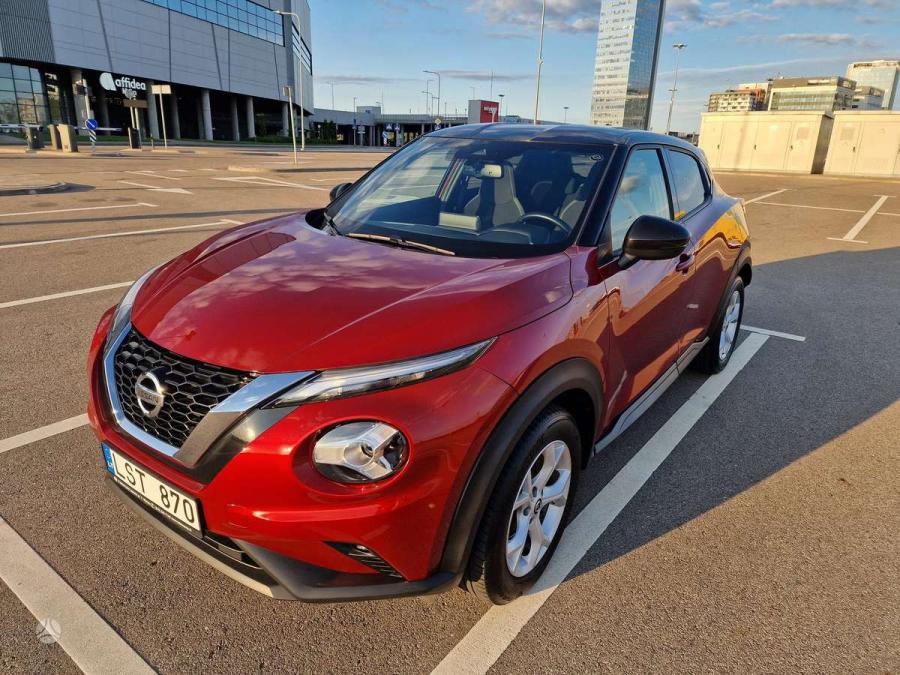 Sarkans Nissan Juke 2021 Viļņa, ar dzinēja tilpumu 1.00 L un nobraukumu 49 tūkst. km par 14900 €, foto 1 vietnē AUTOMOTO.COM.LV