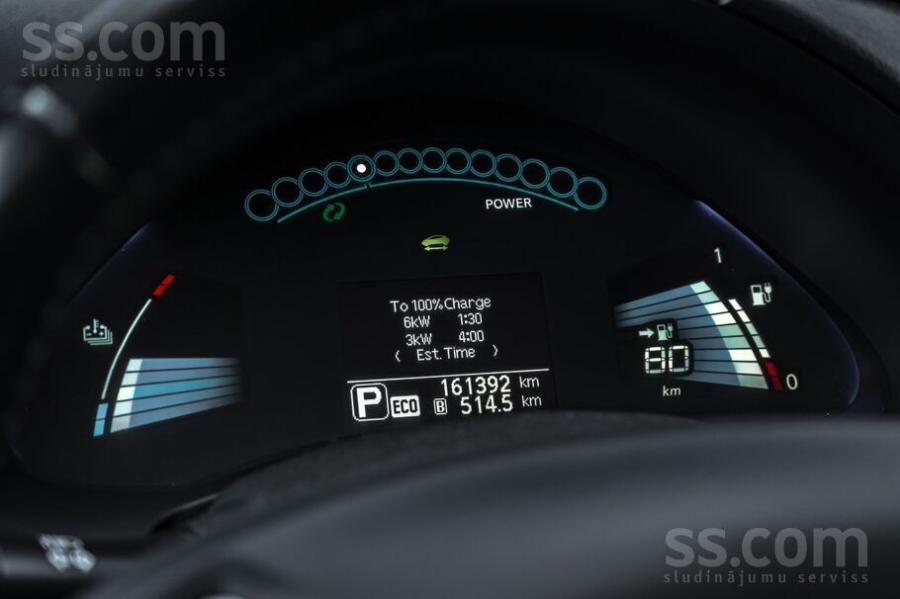 Black Nissan Leaf 2017 in Riga, with an engine capacity of 0.00 L and mileage of 161 thousand km for 4990 €, photo 18 on AUTOMOTO.COM.LV