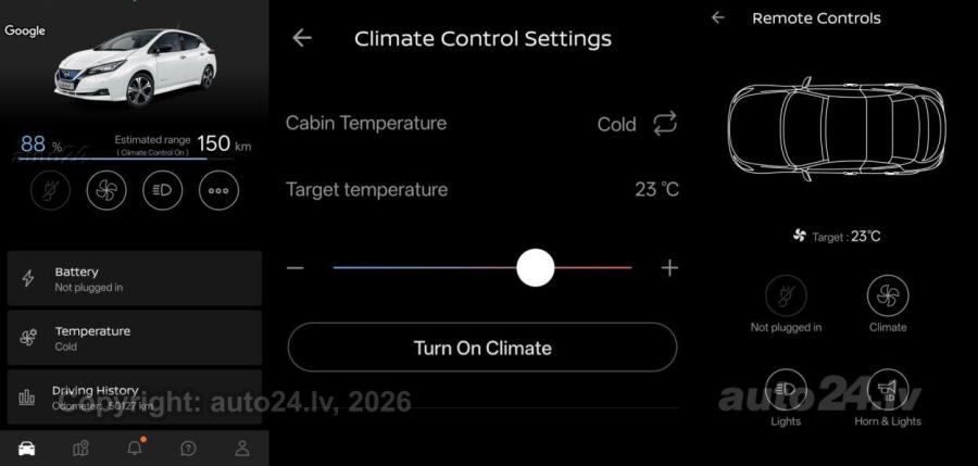 Black Nissan Leaf 2019 in Tartu, with an engine capacity of 0.00 L and mileage of 50 thousand km for 14500 €, photo 23 on AUTOMOTO.COM.LV