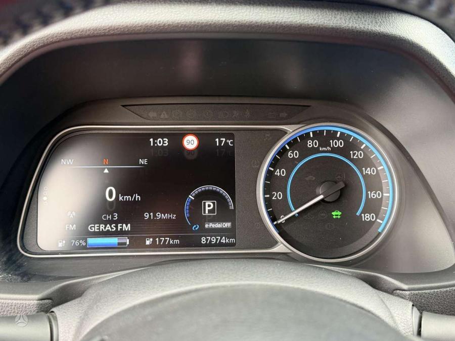 Black Nissan Leaf 2020 in Kaunas, with an engine capacity of 0.00 L and mileage of 88 thousand km for 14500 €, photo 13 on AUTOMOTO.COM.LV