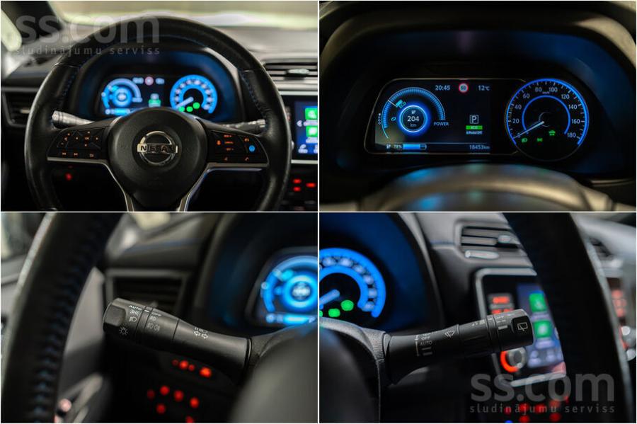 Black Nissan Leaf 2021 in Riga, with an engine capacity of 0.00 L and mileage of 19 thousand km for 17500 €, photo 28 on AUTOMOTO.COM.LV