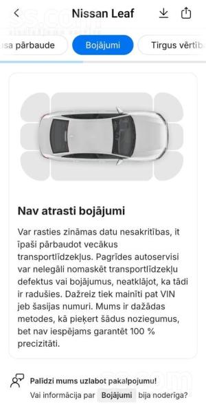 White Nissan Leaf 2021 in Jelgava, with an engine capacity of 0.00 L and mileage of 109 thousand km for 16500 €, photo 4 on AUTOMOTO.COM.LV
