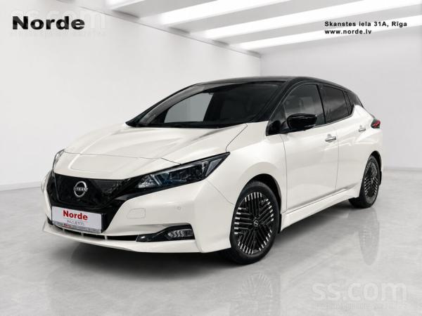 White Nissan Leaf 2023 in Riga, with an engine capacity of 0.00 L and mileage of 68 thousand km for 16890 €, photo 1 on AUTOMOTO.COM.LV