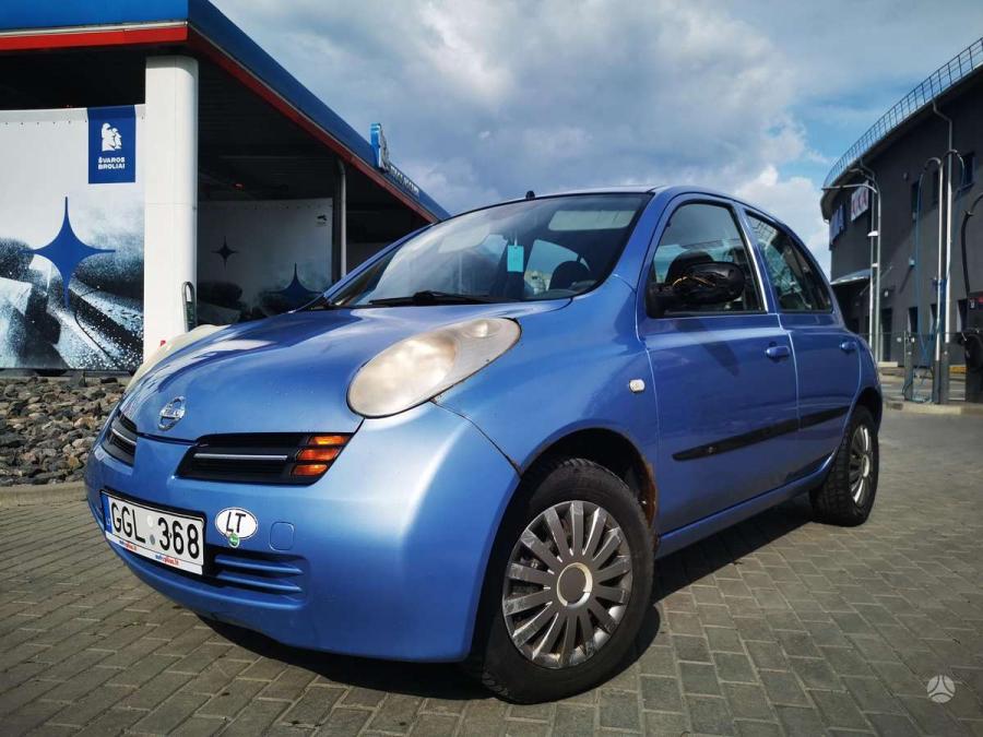 Blue Nissan Micra 2004 in Vilnius, with an engine capacity of 1.24 L and mileage of 210 thousand km for 1111 €, photo 1 on AUTOMOTO.COM.LV