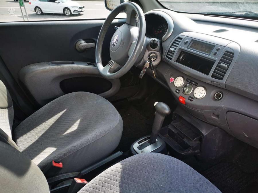 Blue Nissan Micra 2004 in Vilnius, with an engine capacity of 1.24 L and mileage of 210 thousand km for 1111 €, photo 10 on AUTOMOTO.COM.LV