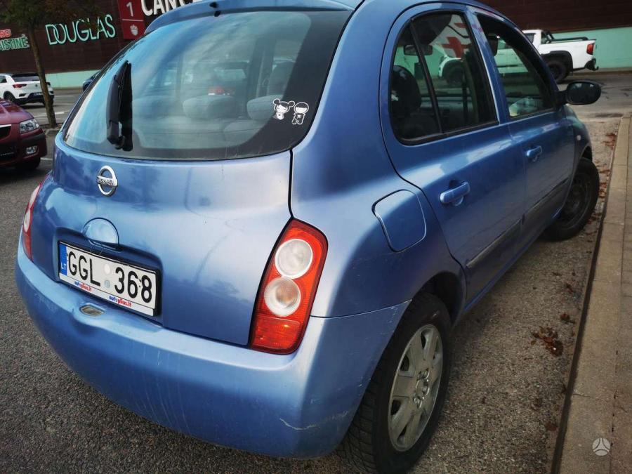 Blue Nissan Micra 2004 in Vilnius, with an engine capacity of 1.30 L and mileage of 210 thousand km for 1350 €, photo 5 on AUTOMOTO.COM.LV