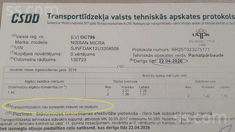 Nissan Micra 2010 in Riga, with an engine capacity of 1.50 L and mileage of 130 thousand km for 3800 €, photo 12 on AUTOMOTO.COM.LV
