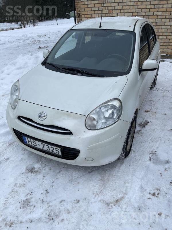 White Nissan Micra 2012 in Riga, with an engine capacity of 1.20 L and mileage of 296 thousand km for 1000 €, photo 1 on AUTOMOTO.COM.LV
