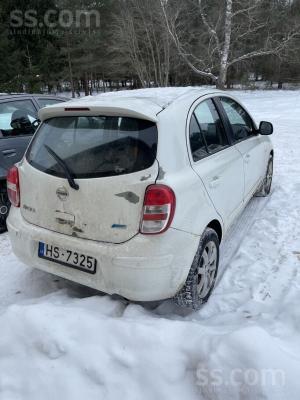 White Nissan Micra 2012 in Riga, with an engine capacity of 1.20 L and mileage of 296 thousand km for 1000 €, photo 2 on AUTOMOTO.COM.LV