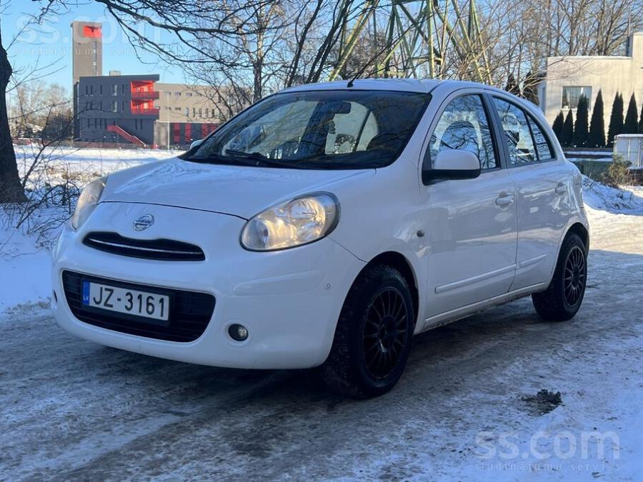 White Nissan Micra 2012 in Riga, with an engine capacity of 1.20 L and mileage of 130 thousand km for 2850 €, photo 1 on AUTOMOTO.COM.LV
