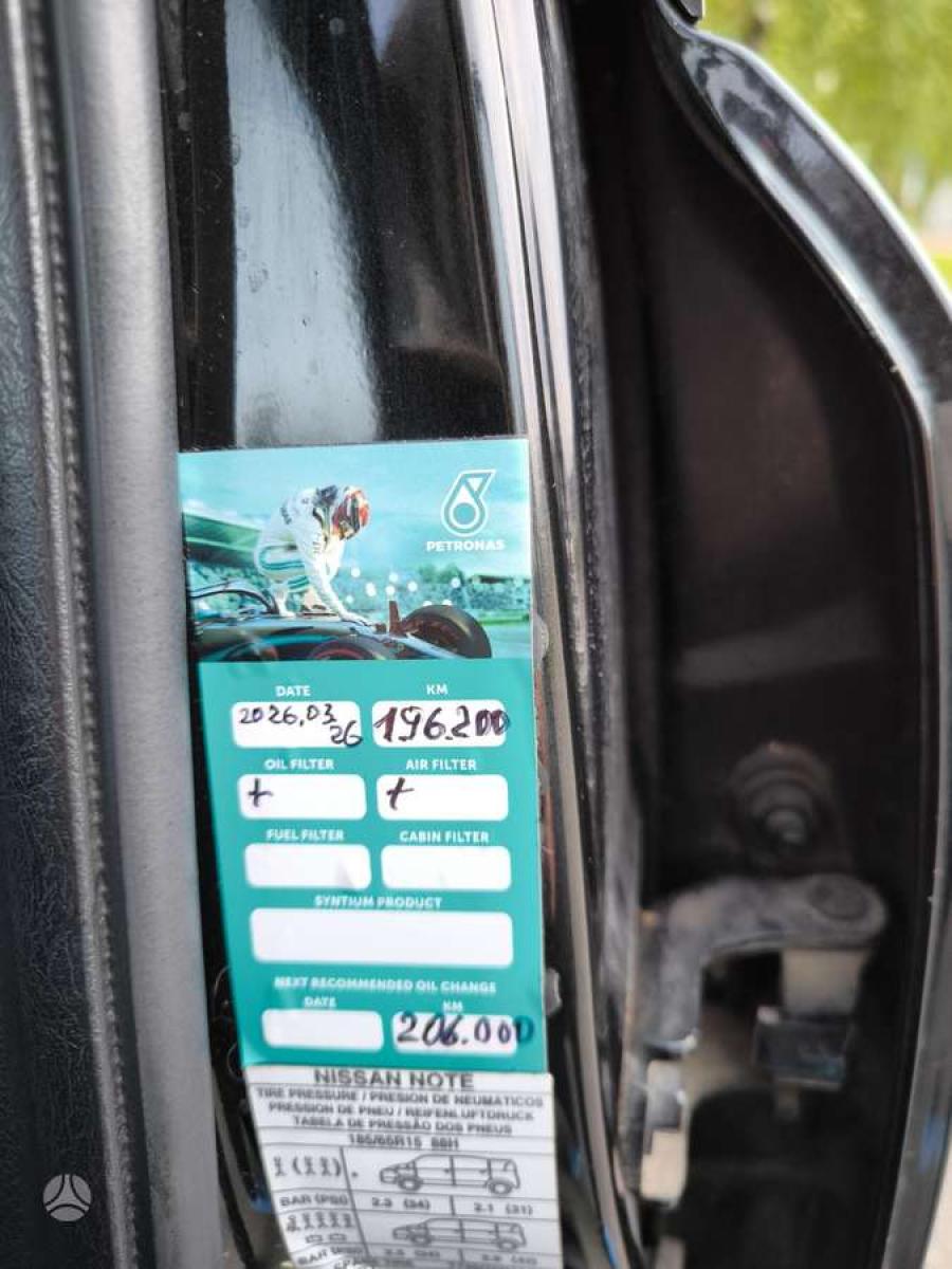 Black Nissan Note 2007 in Siauliai, with an engine capacity of 1.39 L and mileage of 198 thousand km for 1750 €, photo 15 on AUTOMOTO.COM.LV