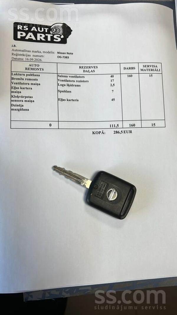 Black Nissan Note 2008 in Bauska, with an engine capacity of 1.40 L and mileage of 220 thousand km for 1690 €, photo 10 on AUTOMOTO.COM.LV