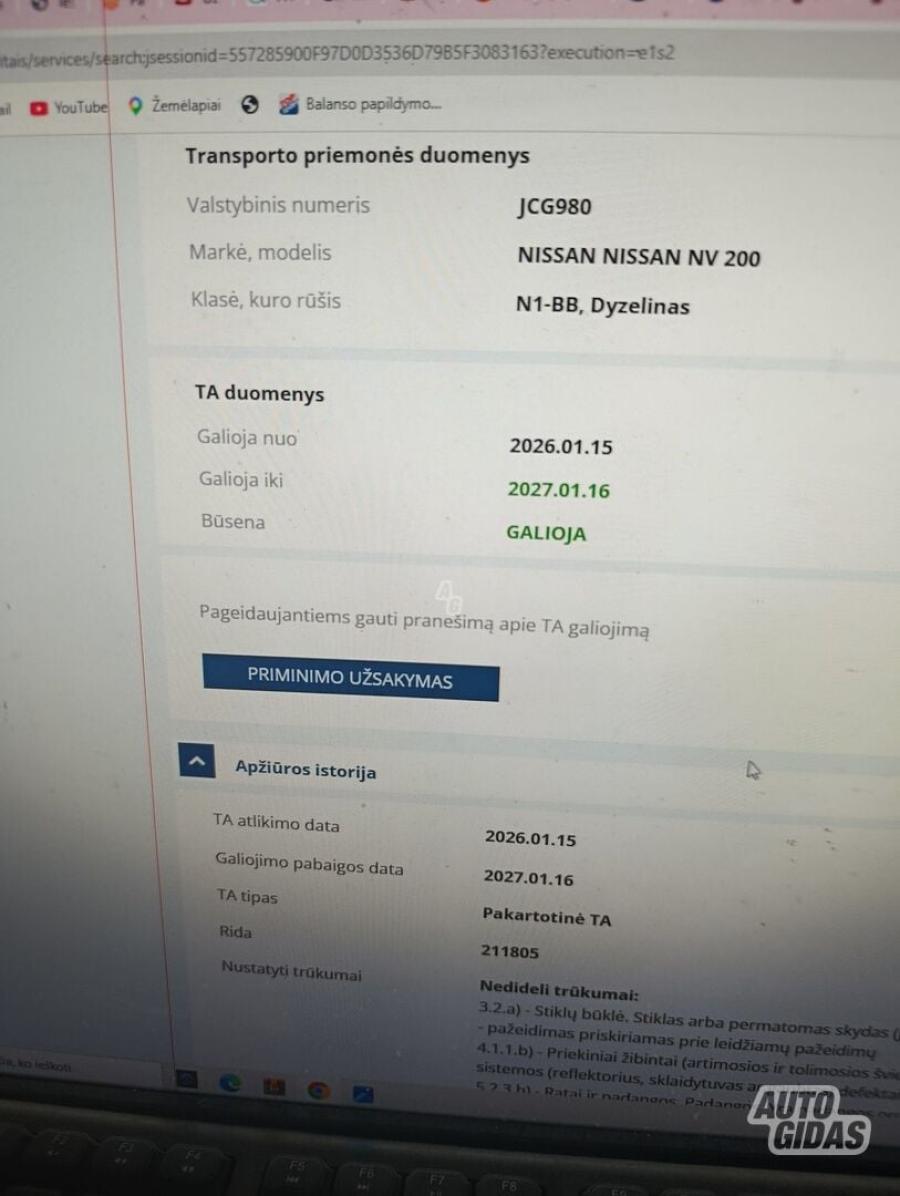 Nissan NV200 2016 in Utena, with an engine capacity of 1.50 L and mileage of 214 thousand km for 2300 €, photo 10 on AUTOMOTO.COM.LV