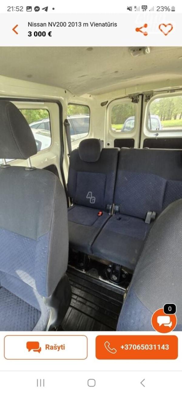 Nissan NV200 2013 Šauļi, ar dzinēja tilpumu 1.50 L un nobraukumu 370 tūkst. km par 3300 €, foto 8 vietnē AUTOMOTO.COM.LV