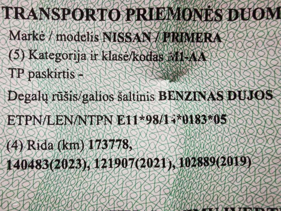 Черный Ниссан Примера 2006 в Вильнюс, объемом двигателя 1.80 л и пробегом 178 тыс. км за 2550 €, фото 17 на AUTOMOTO.COM.LV