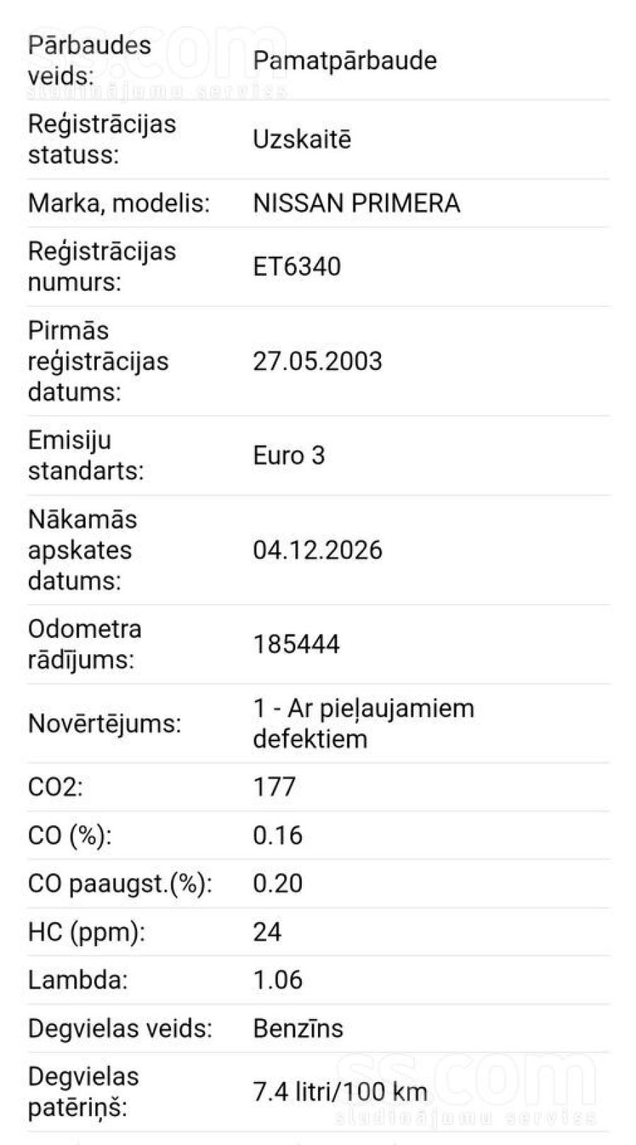 Grey Nissan Primera 2004 in Jurmala, with an engine capacity of 1.80 L and mileage of 188 thousand km for 1990 €, photo 29 on AUTOMOTO.COM.LV